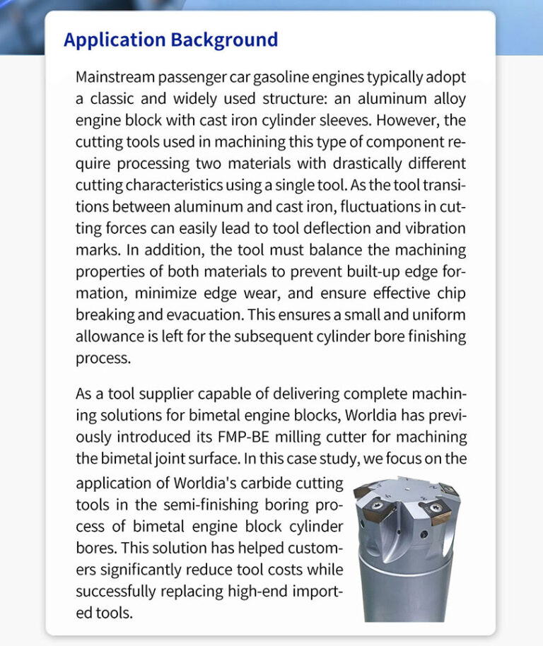 Worldia Bimetal Engine Block Machining Solution Semi-Finishing Boring ...